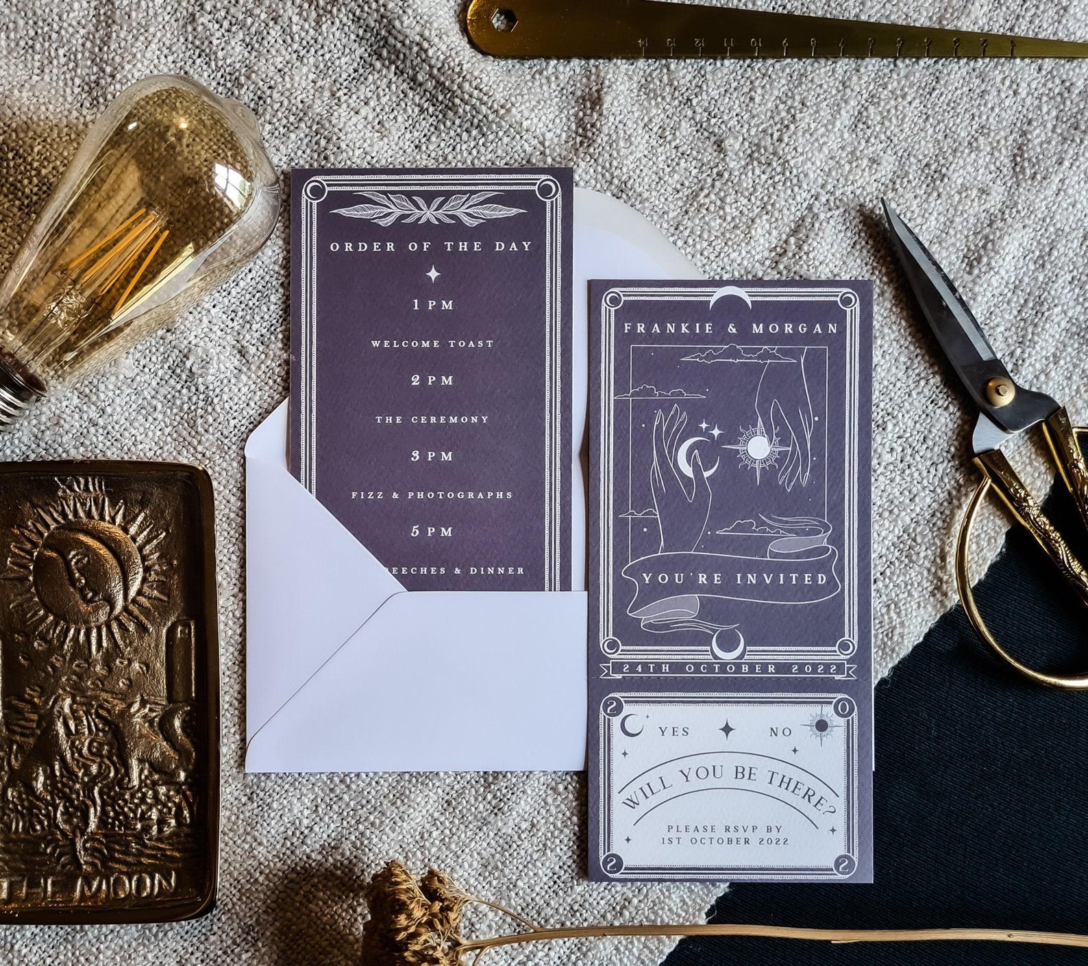 Unique Tarot Card Invitation, Personalised Invites With RSVP Card for ...