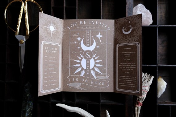 Kraft Paper Sun and Moon Wedding Invitation 'written in - Etsy