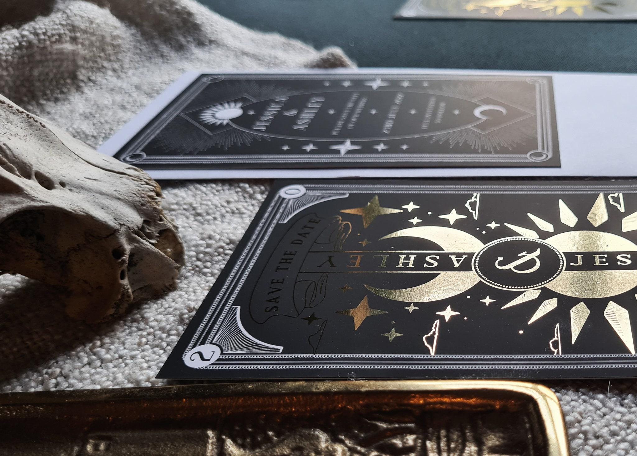 Unique Gold Foil 'dusk and Dawn Tarot Card' Save the Date, Personalised ...
