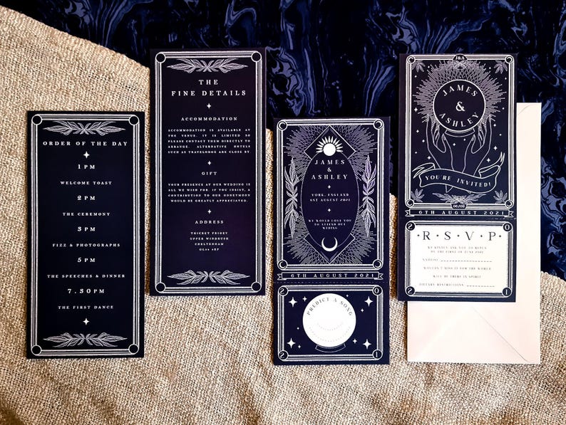 Unique Crystal Ball Tarot Card Invitation, Personalised With RSVP Card ...