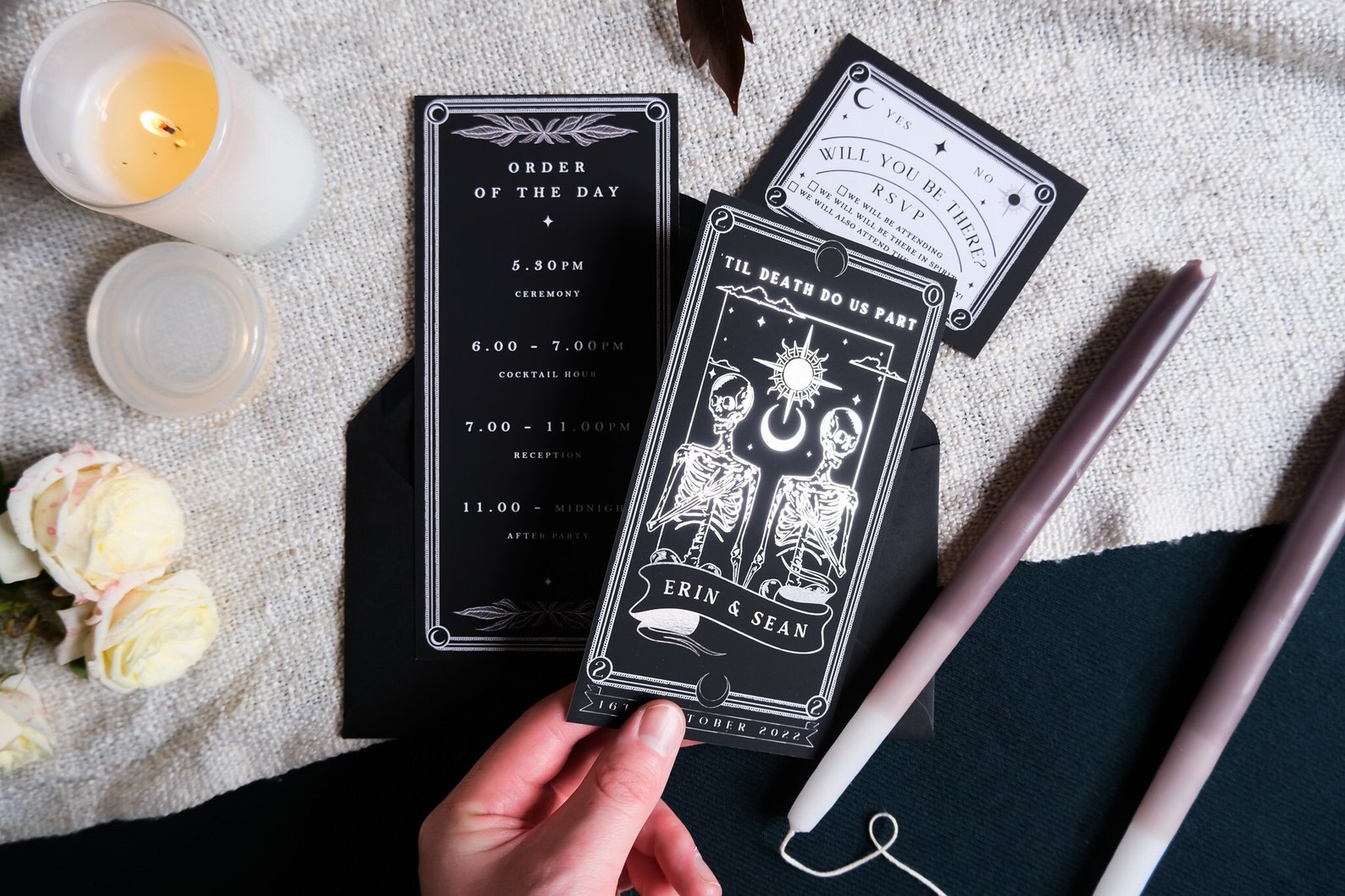 Unique Foiled Tarot Card Invitation Suite 'til Death Do Us - Etsy