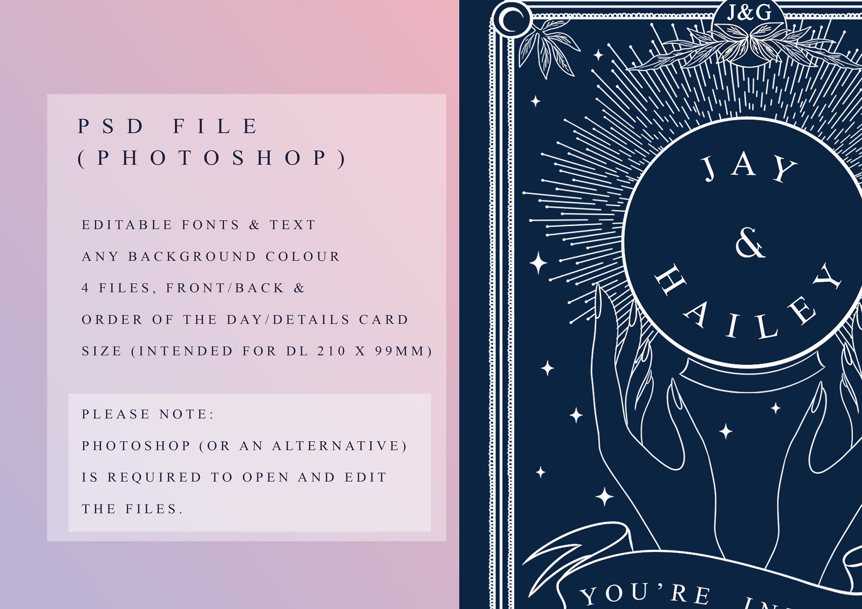 Printable Tarot Card Invitation, Personalised Invitation for Wedding ...