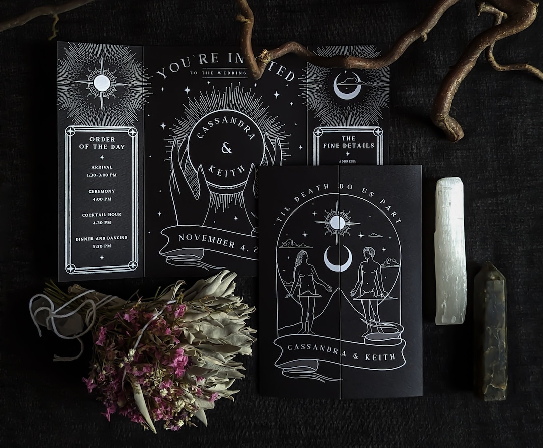 The Lovers Tarot Card Wedding Invitation, Tri-fold Invitations Inspired ...