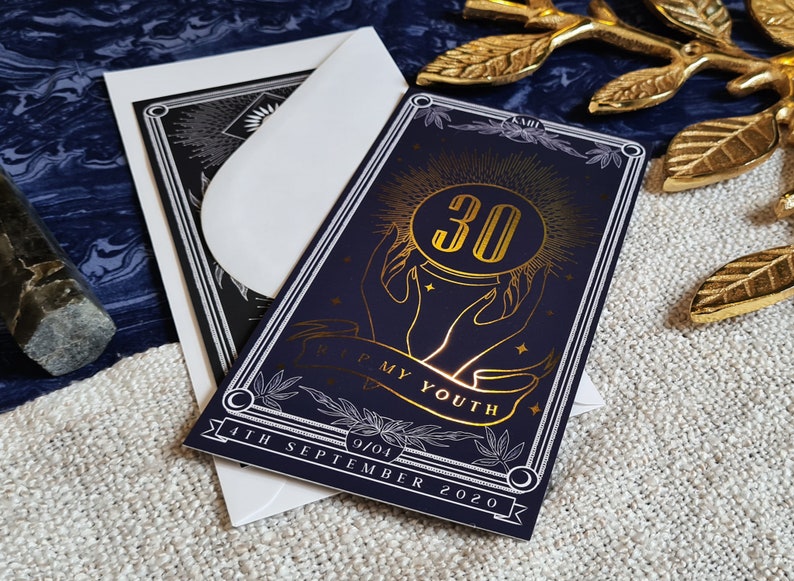 Gold Foil Tarot Card Birthday Invitation Personalised Save - Etsy