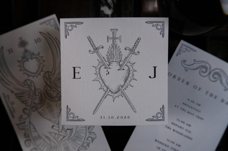 Romeo and Juliet Inspired Gothic Romance 3-piece Tarot Card Invitation ...