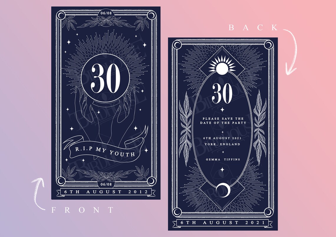 Printable 'crystal Ball' Tarot Card Party Dave the - Etsy