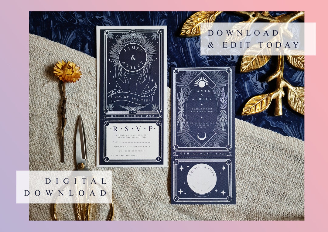 Printable Tarot Card Invitation, Personalised Invitation for Wedding ...