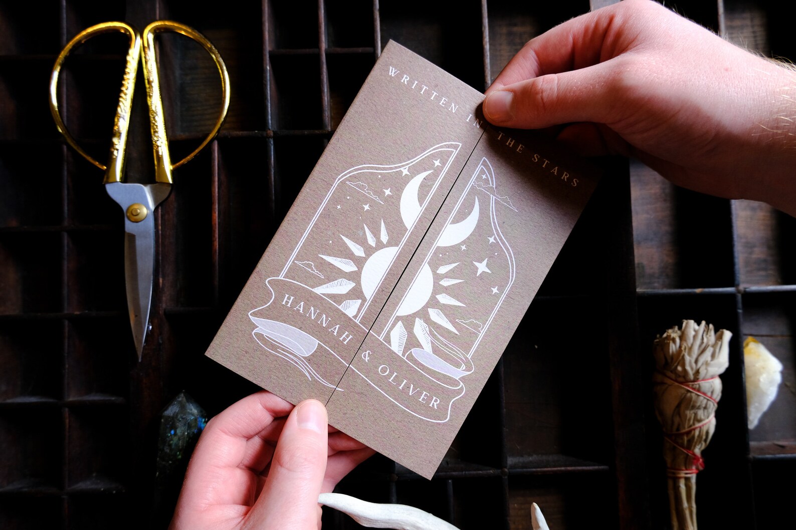 Kraft Paper Sun and Moon Wedding Invitation 'written in | Etsy