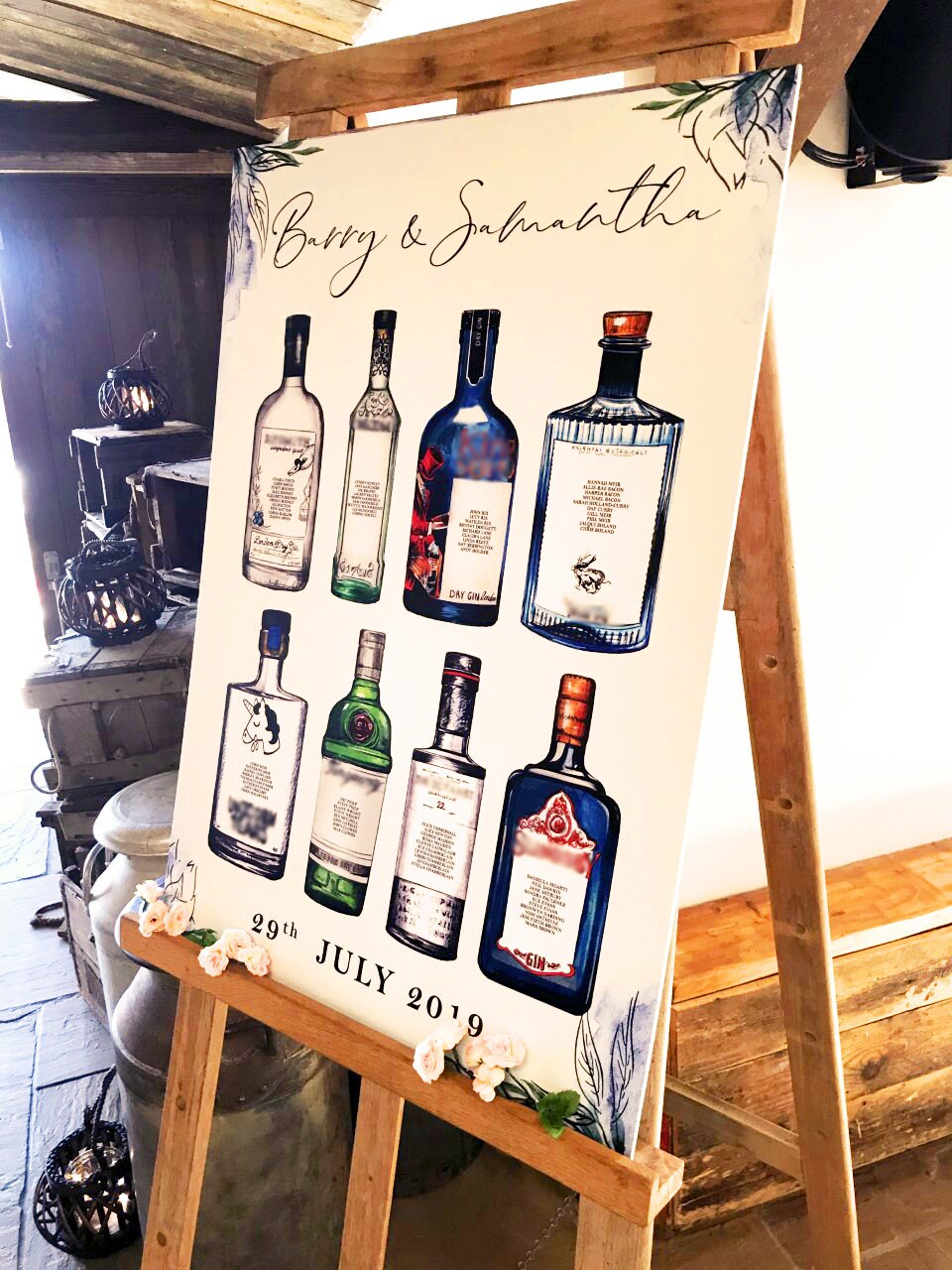 Gin Table Plan Board Bespoke Gin Bottle Illustration Wedding - Etsy UK