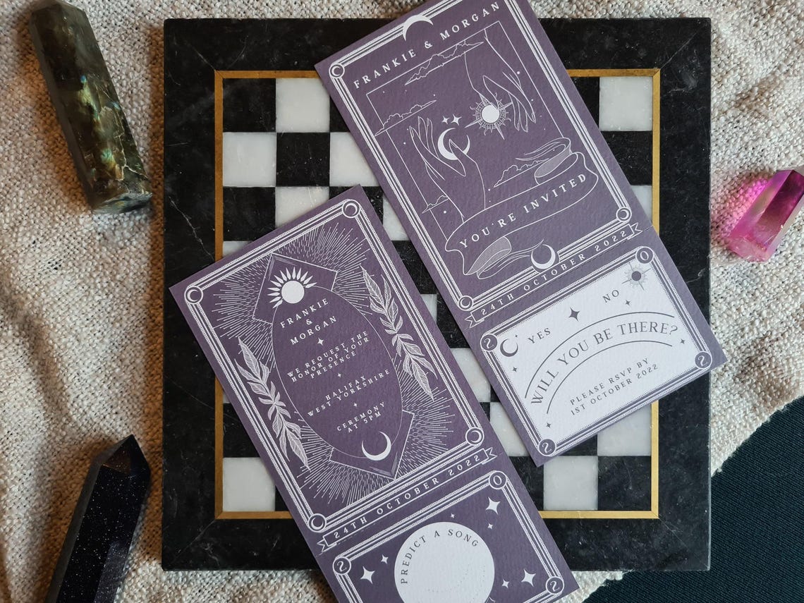 Unique Tarot Card Invitation, Personalised Invites With RSVP Card for ...