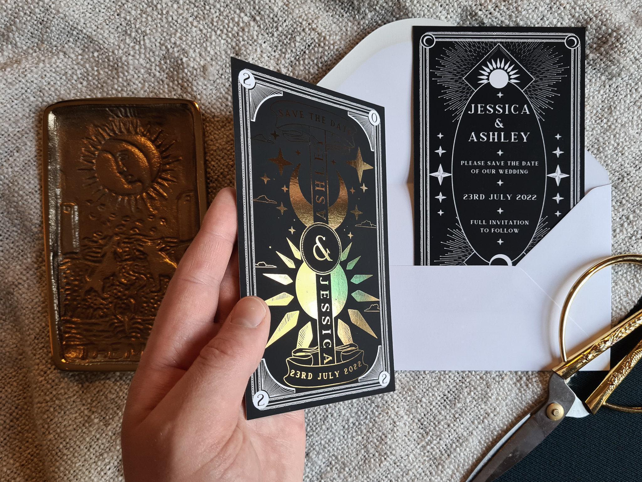 Unique Gold Foil 'dusk and Dawn Tarot Card' Save the Date, Personalised ...