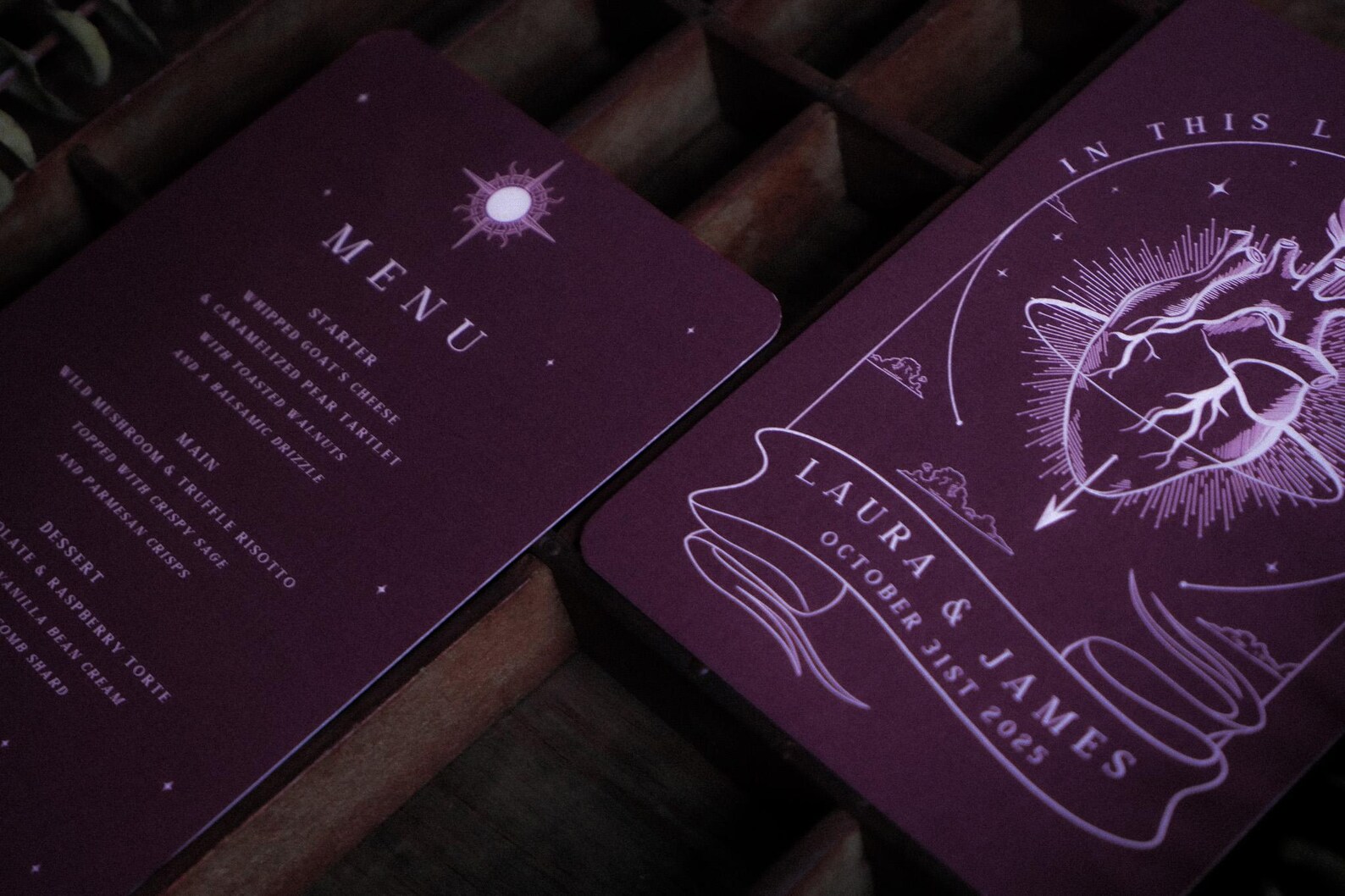 Unique Tarot Card Wedding Menu, Bleeding Heart Anatomical Design ...