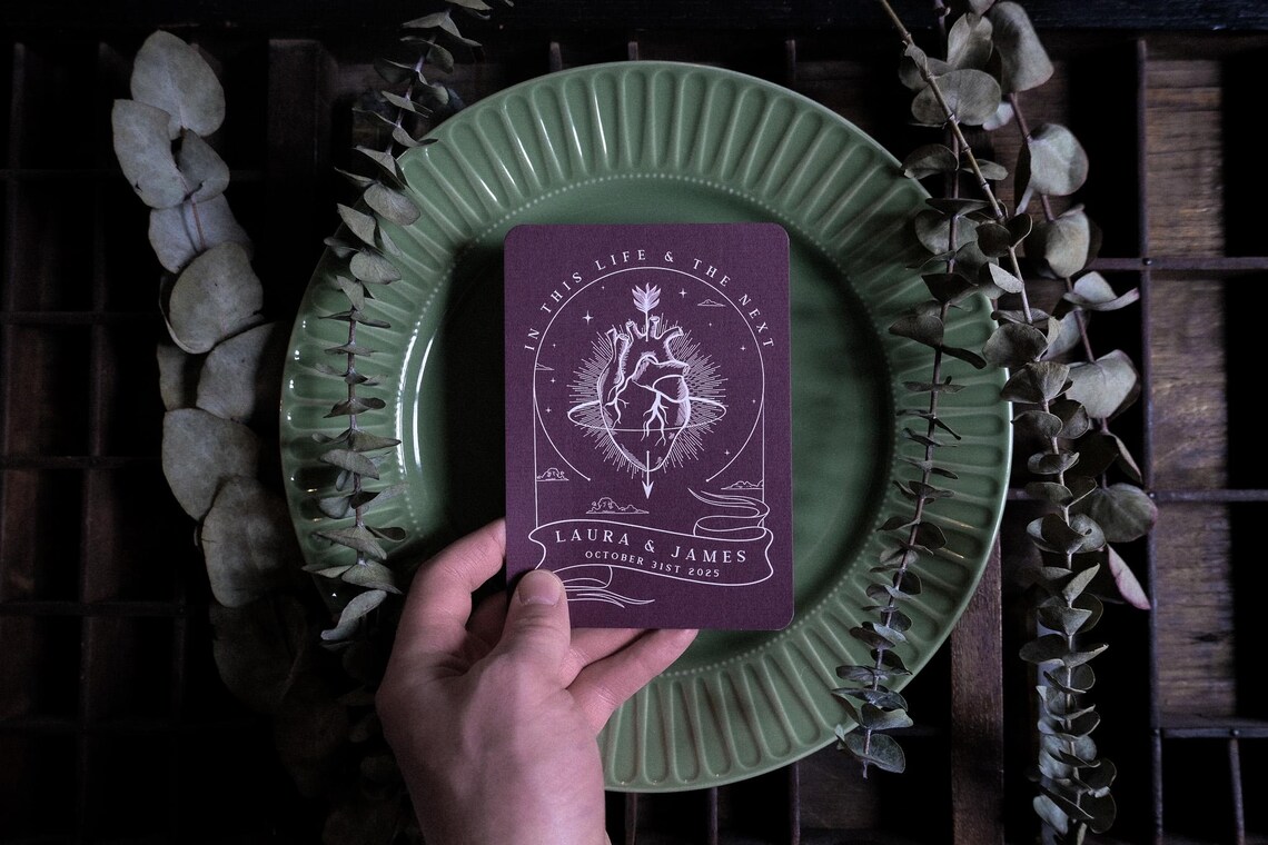 Unique Tarot Card Wedding Menu, Bleeding Heart Anatomical Design ...