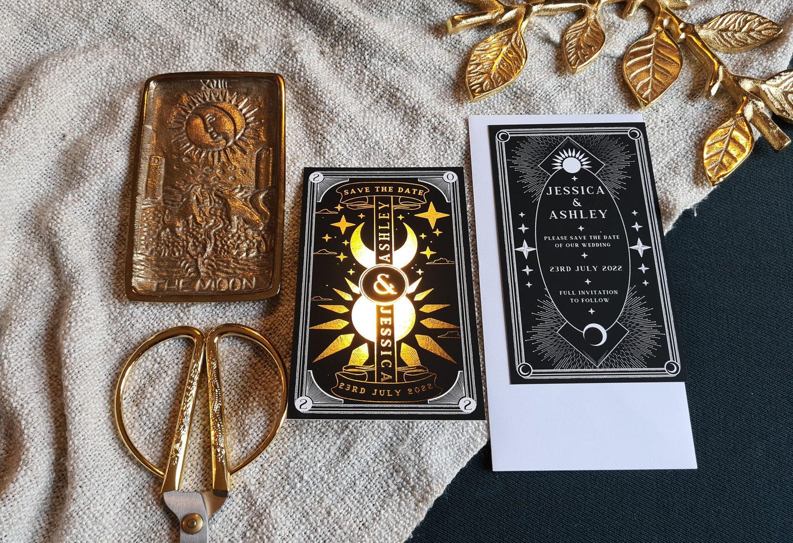 Unique Gold Foil 'dusk and Dawn Tarot Card' Save the Date, Personalised ...