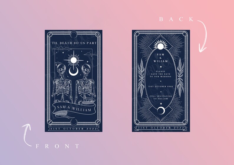 Printable Death Tarot Card Save the Date 'til Death Do Us | Etsy