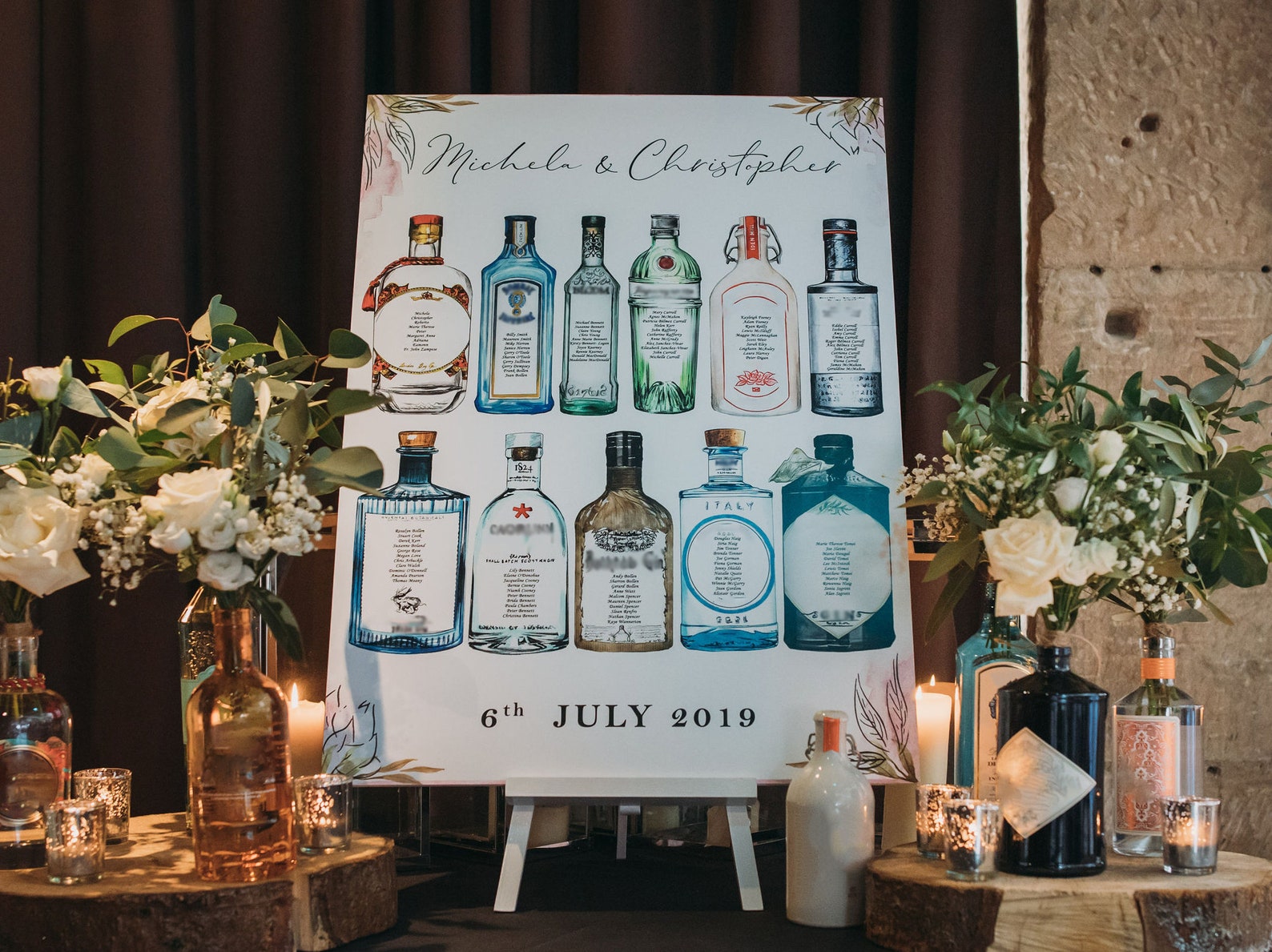 Gin Table Plan Board Bespoke Gin Bottle Illustration Wedding - Etsy UK