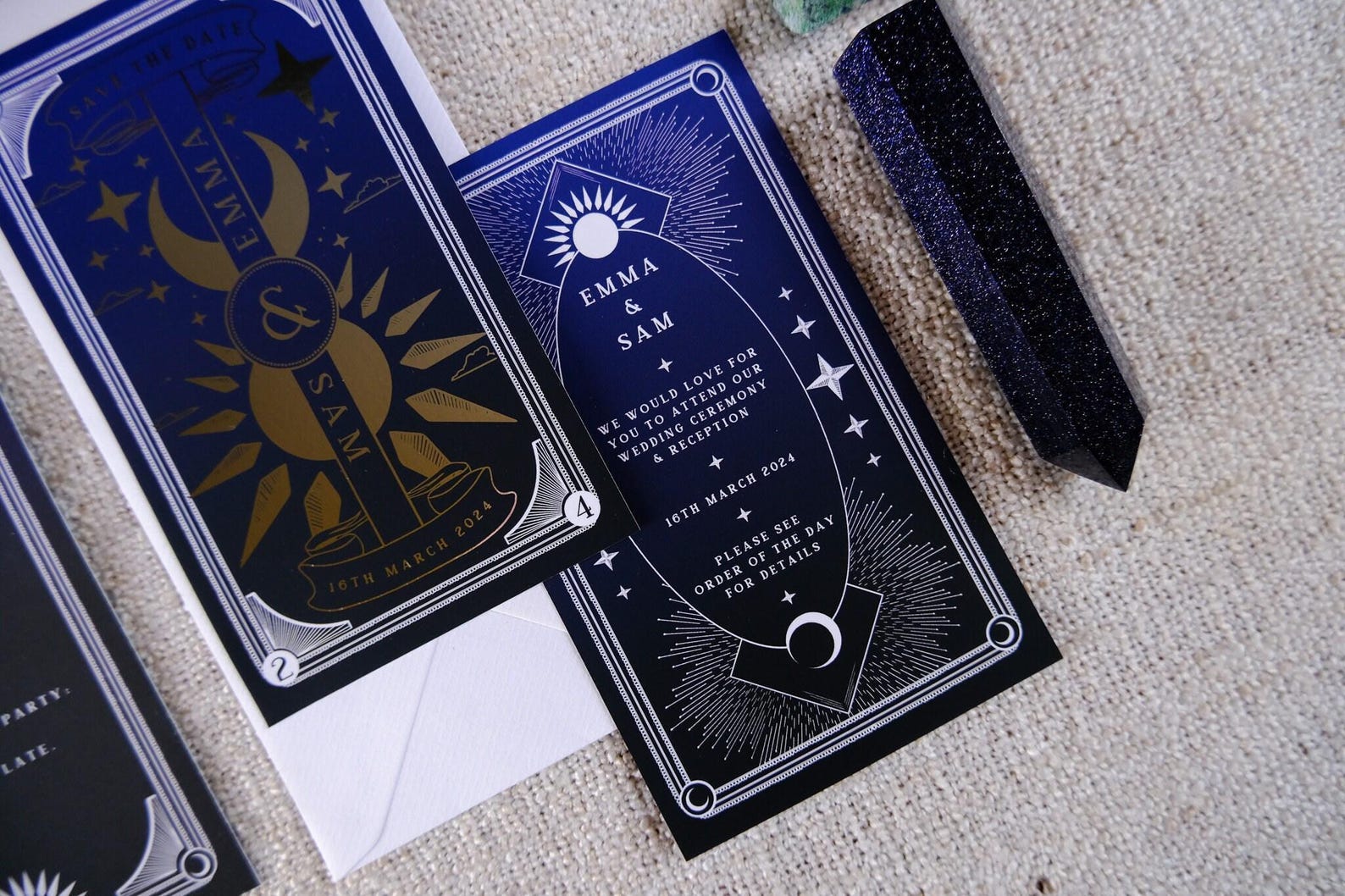 Unique Foiled Tarot Card Invitation Suite 'sun and Moon', Personalised ...