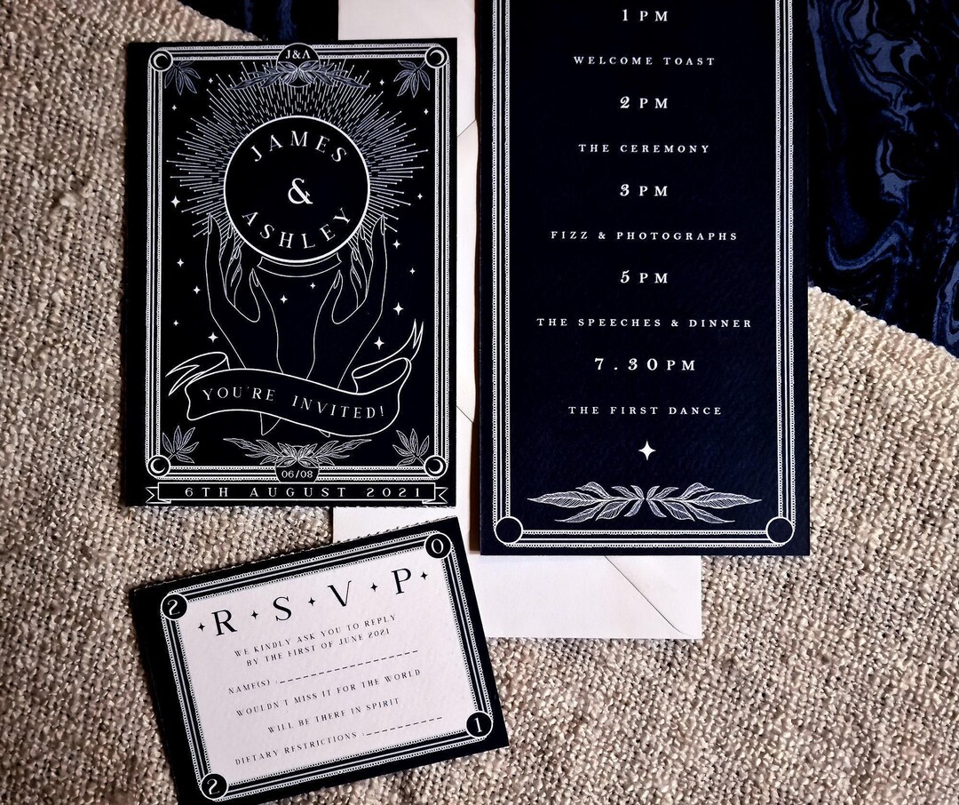 Unique Tarot Card Invitation, 2 Piece Personalised Invitations With ...