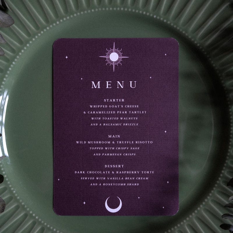 Romantic Gothic Menu - Etsy UK