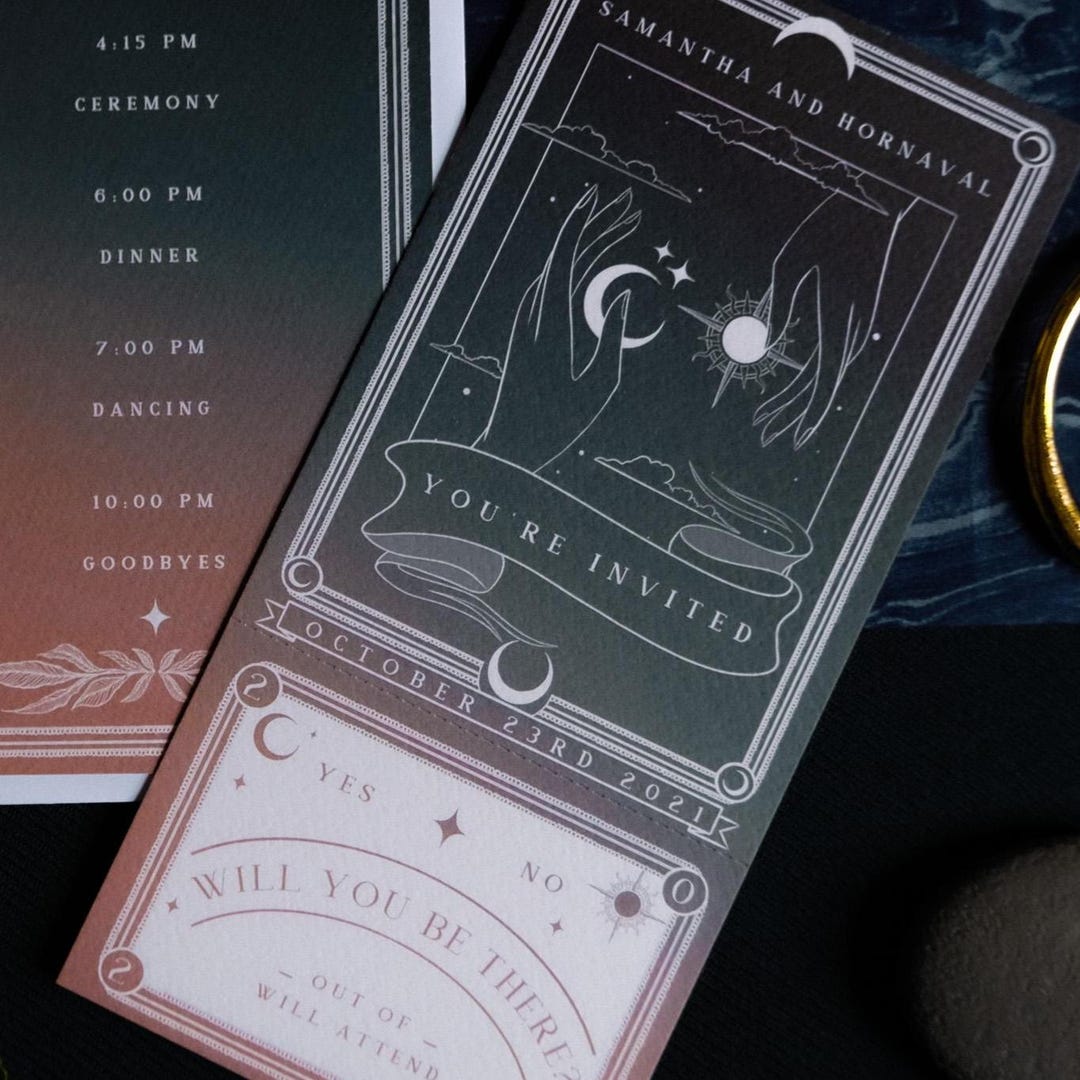 Boho Tarot Wedding Invitation – Personalised Sun and Moon Design for ...
