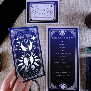 Unique Foiled Tarot Card Invitation Suite 'sun and Moon', Personalised ...