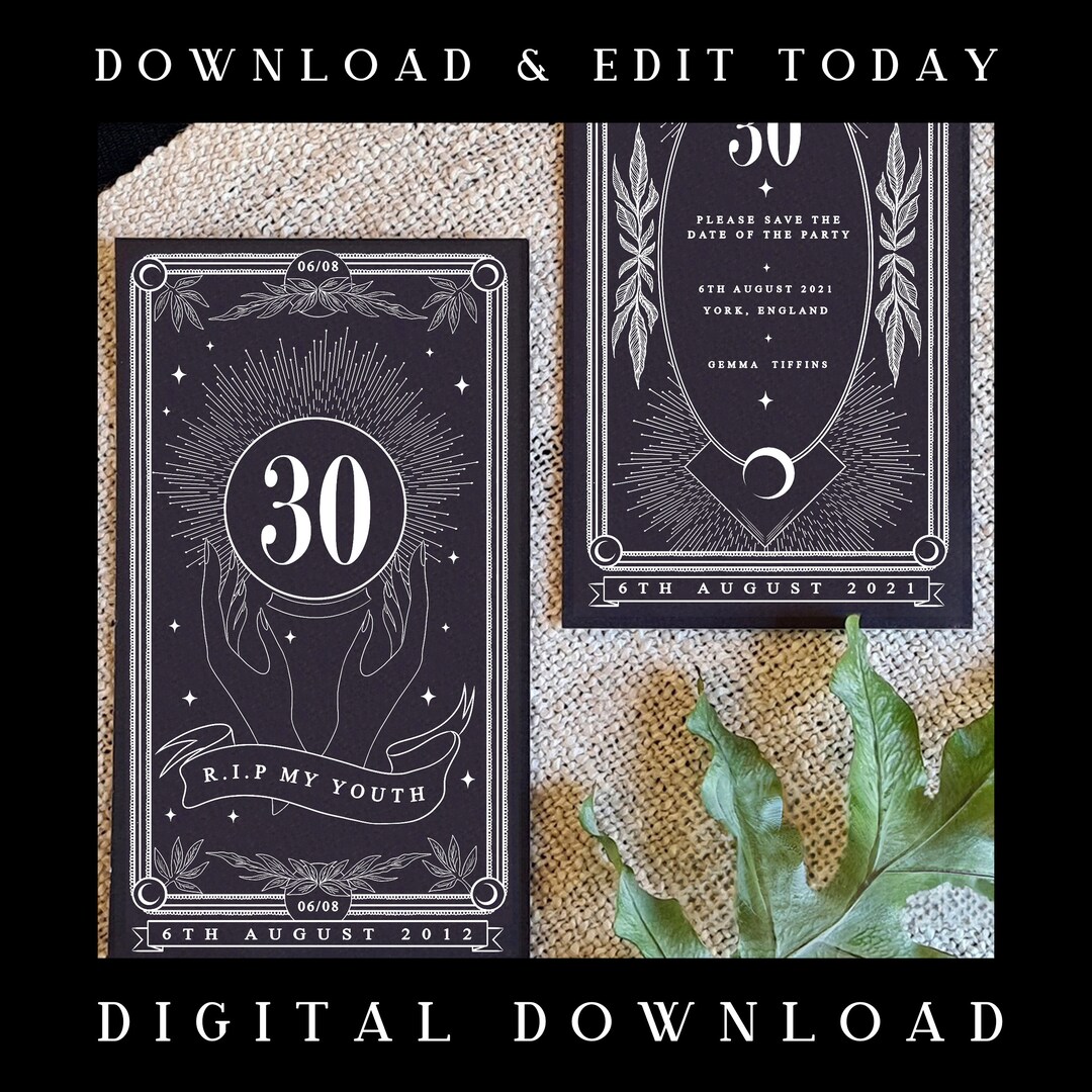 Printable 'crystal Ball' Tarot Card Party Dave the Date, Personalised ...