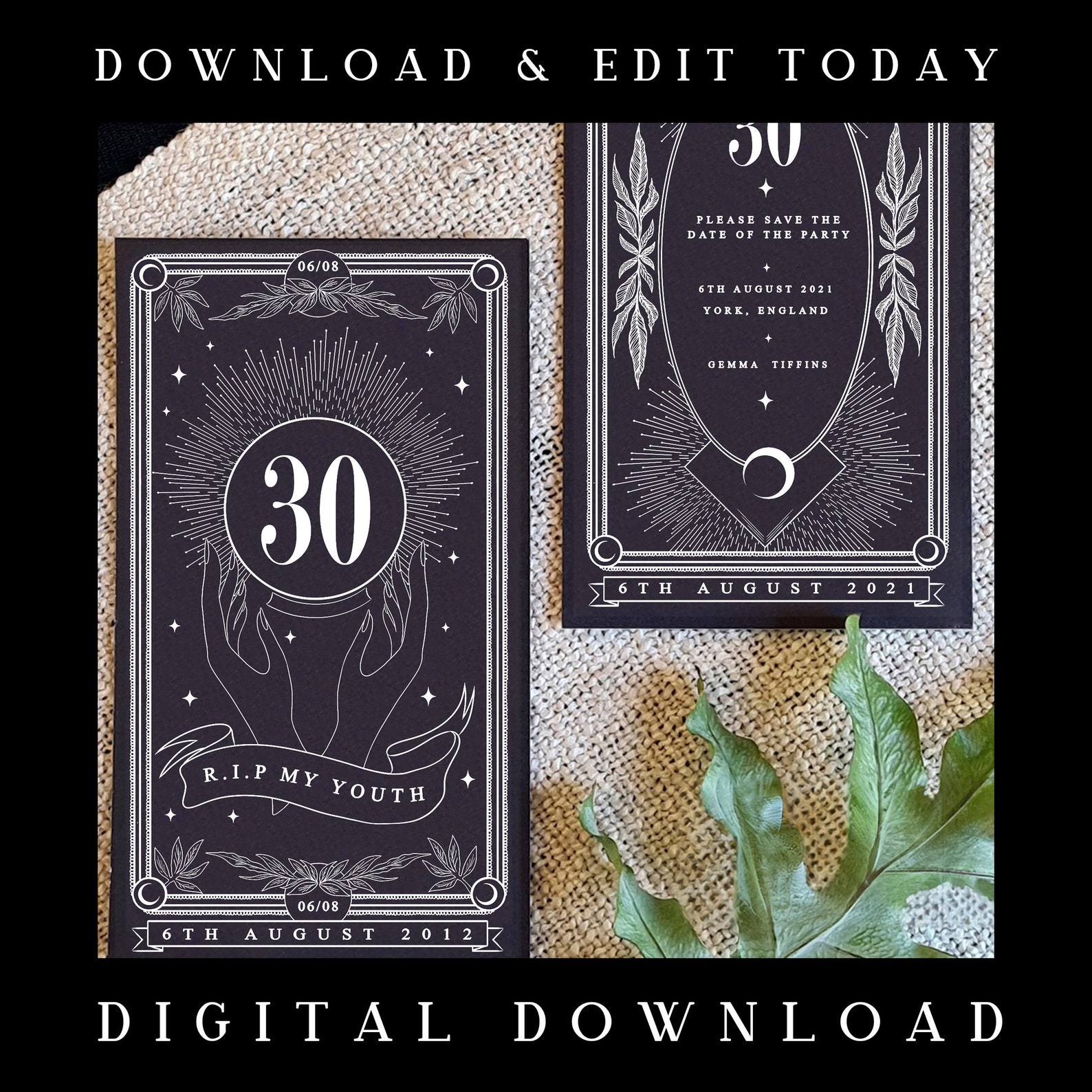 Printable 'crystal Ball' Tarot Card Party Dave the Date, Personalised ...