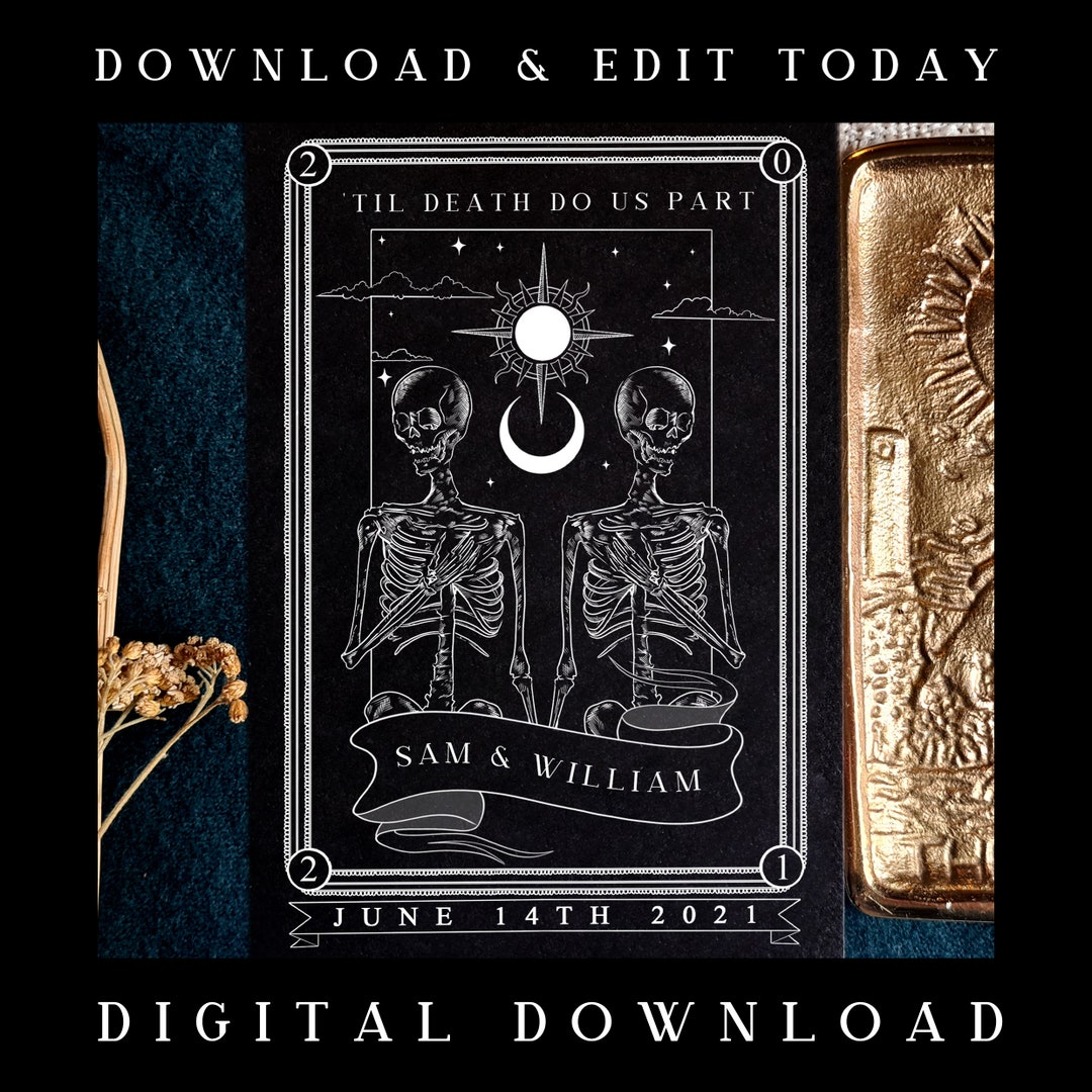 Printable Death Tarot Card Save the Date 'til Death Do Us Part 4x6 ...