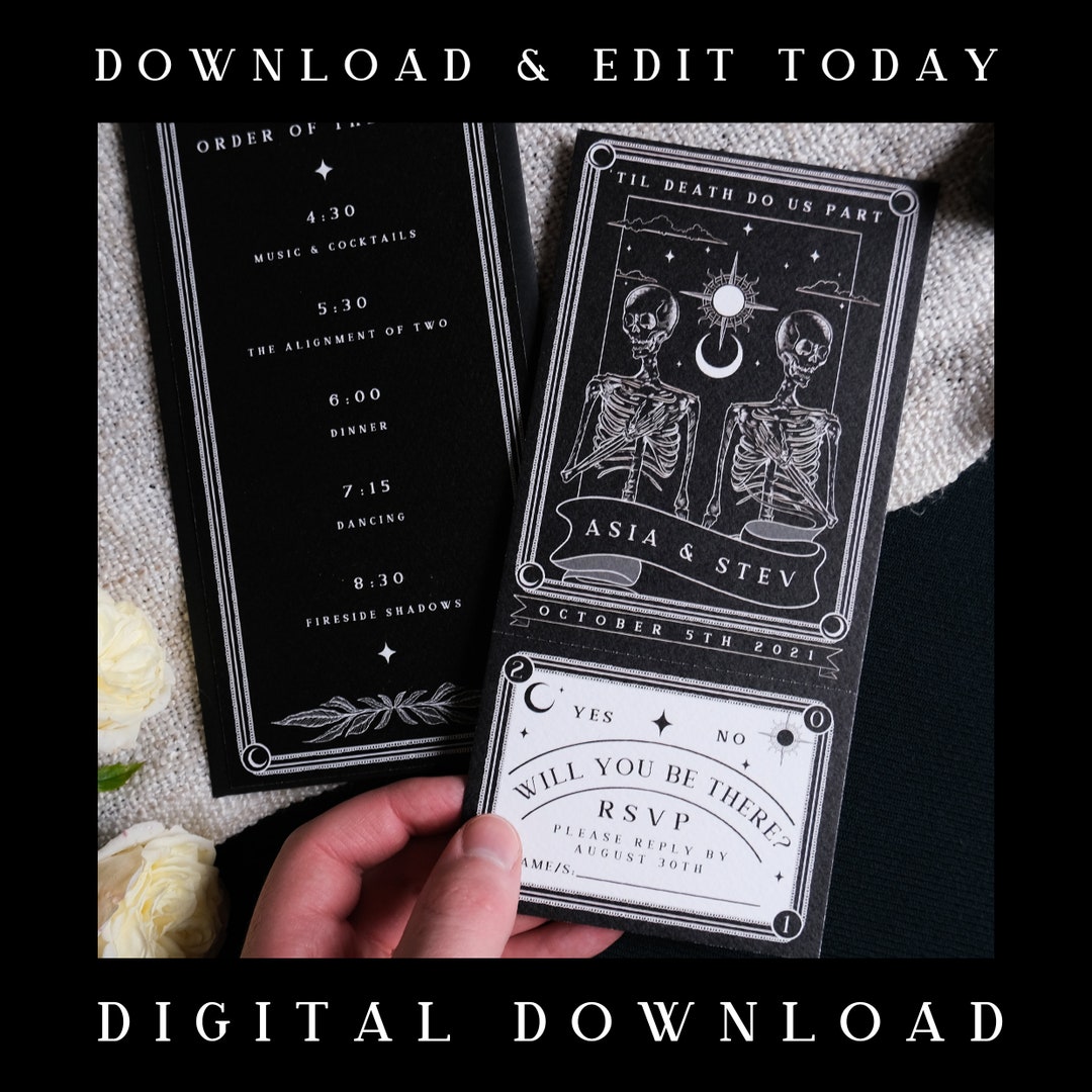 Printable Tarot Card Invitation Sun and Moon, Personalised Invitation ...