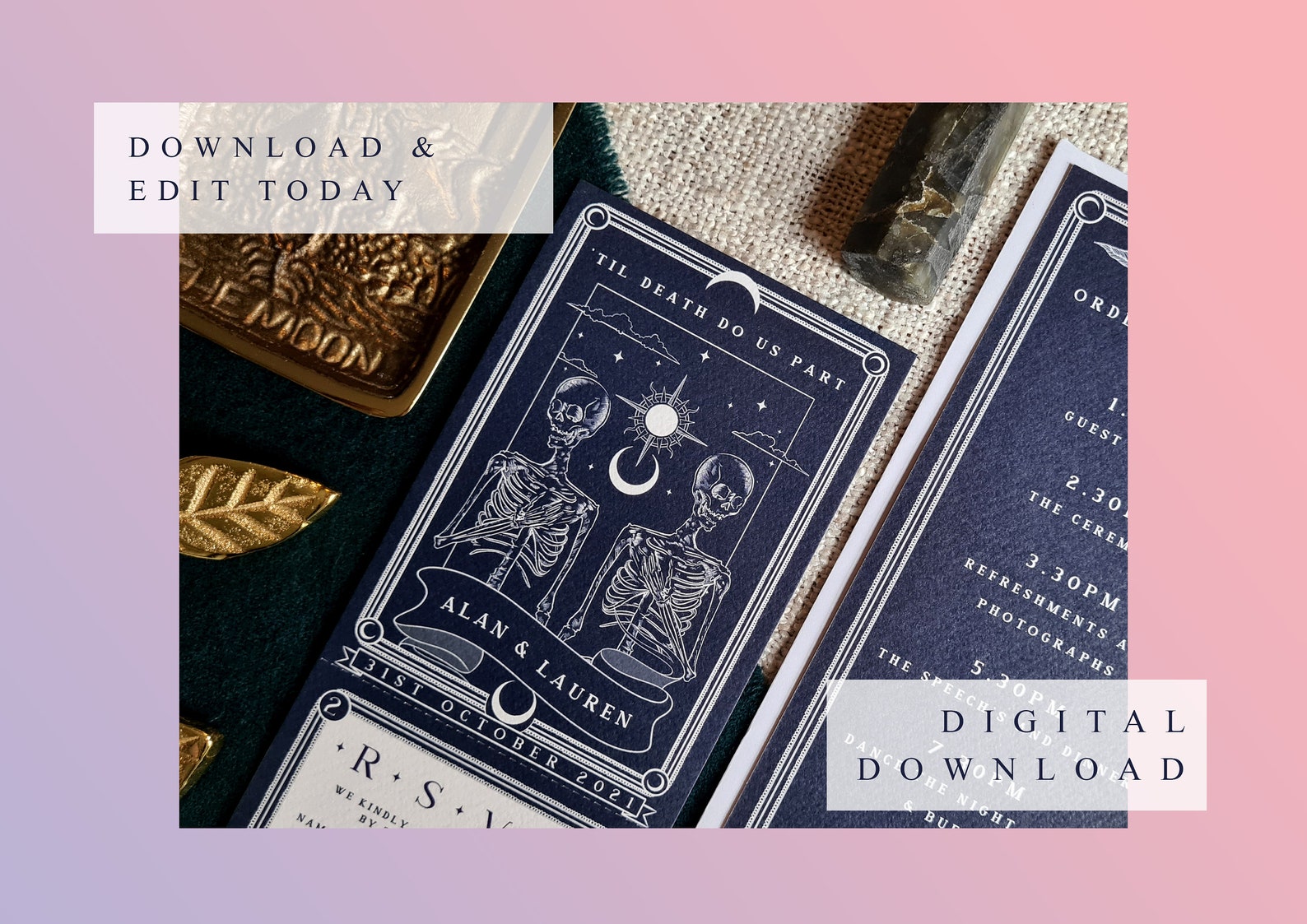 Printable Tarot Card Invitation Sun and Moon, Personalised Invitation ...