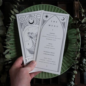 Tarot Wedding Menu Card, ‘in This Life and the Next' Rose Tarot Design ...