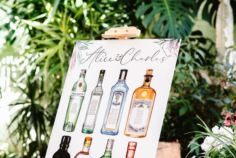 Gin Table Plan Board Bespoke Gin Bottle Illustration Wedding - Etsy