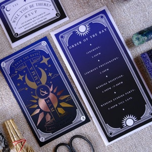 Unique Foiled Tarot Card Invitation Suite 'sun and Moon', Personalised ...