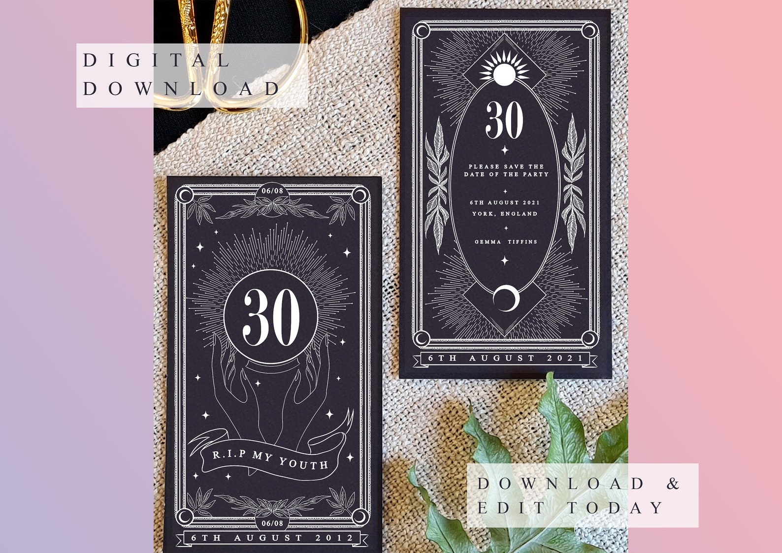 Printable 'crystal Ball' Tarot Card Party Dave the Date, Personalised ...