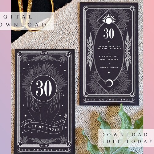 Printable Tarot Card Invitation Ouija Invite Halloween Party - Etsy