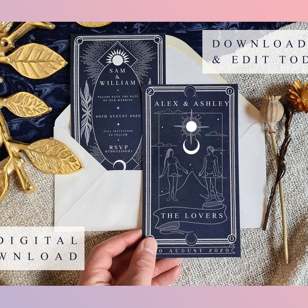 Tarot Card Wedding Invitation Templates - Etsy