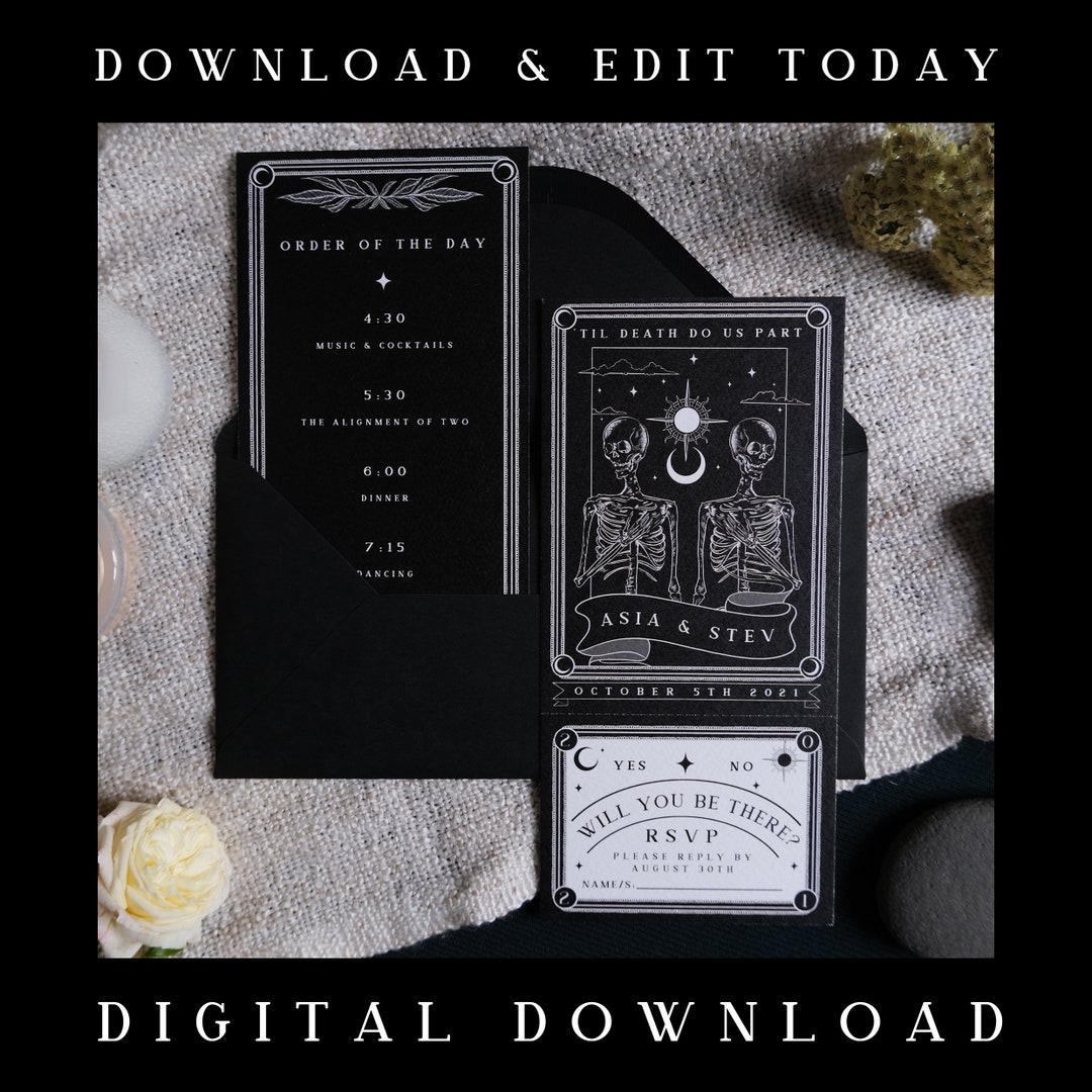 Printable Tarot Card Invitation Sun and Moon, Personalised Invitation ...