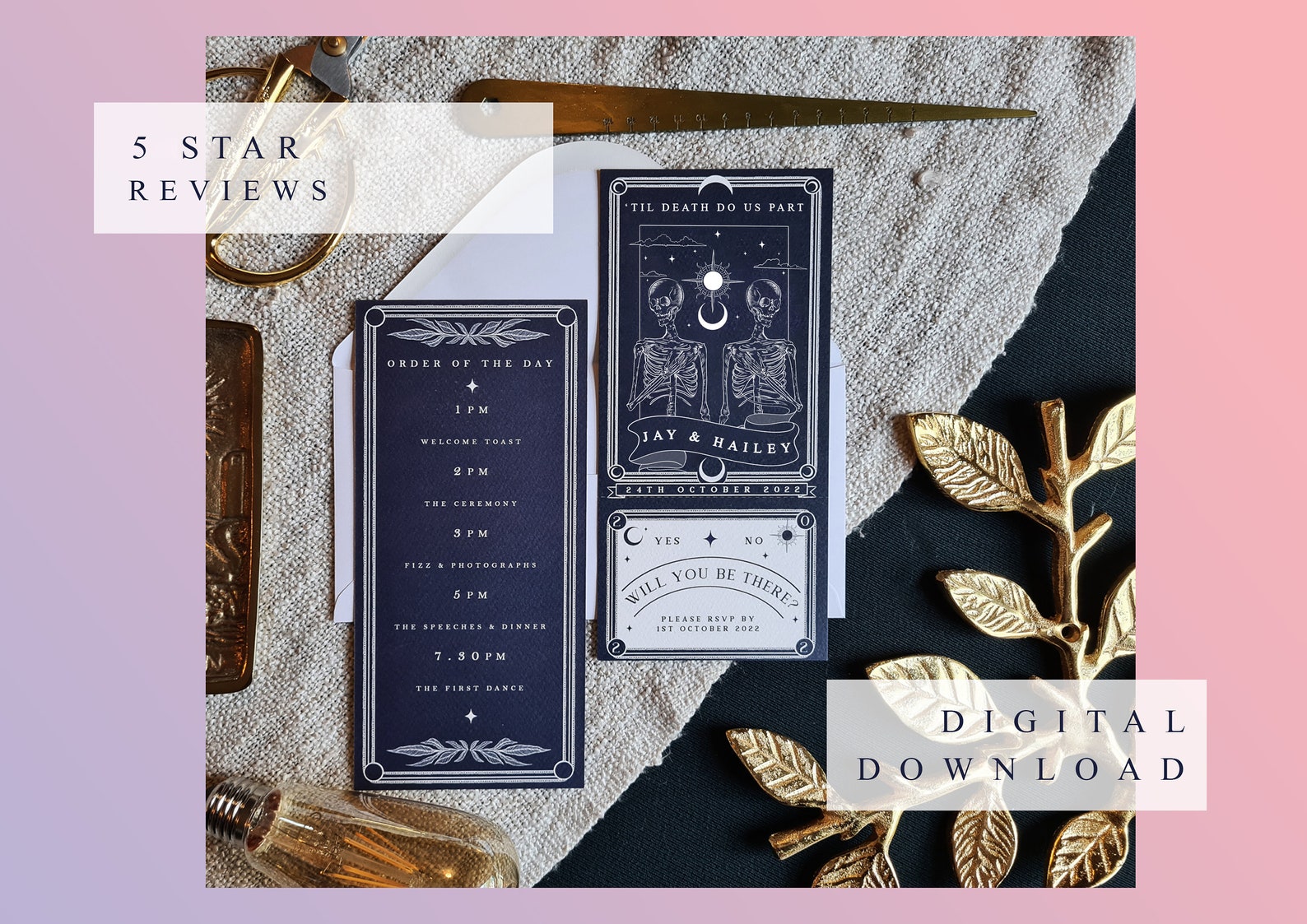 Printable Tarot Card Invitation Sun and Moon, Personalised Invitation ...