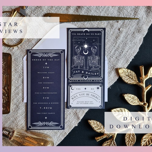 Printable Tarot Card Invitation Sun and Moon Personalised - Etsy