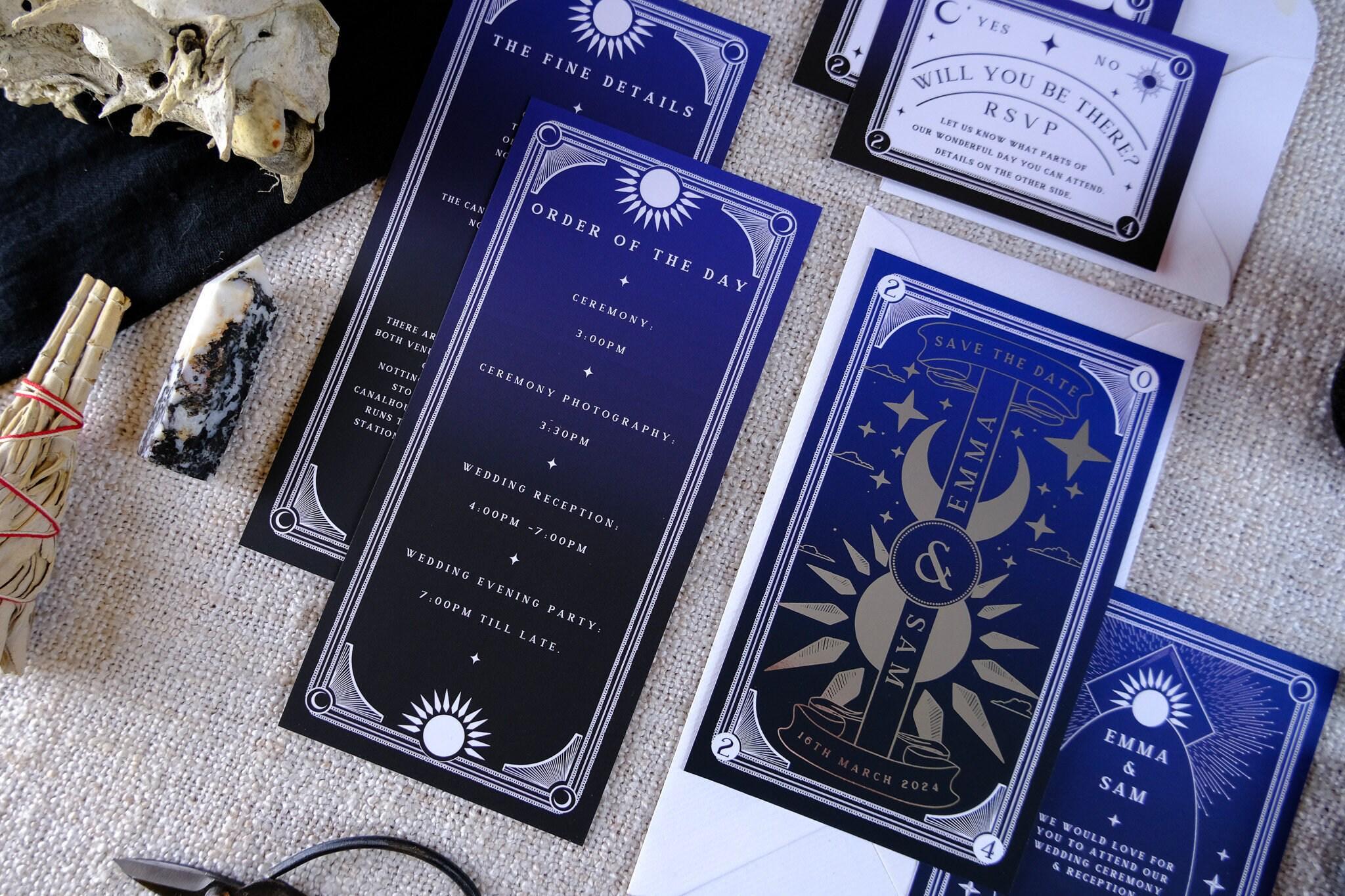 Unique Foiled Tarot Card Invitation Suite 'sun and Moon', Personalised ...