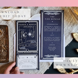 Printable Tarot Card Invitation Sun and Moon, Personalised Invitation ...