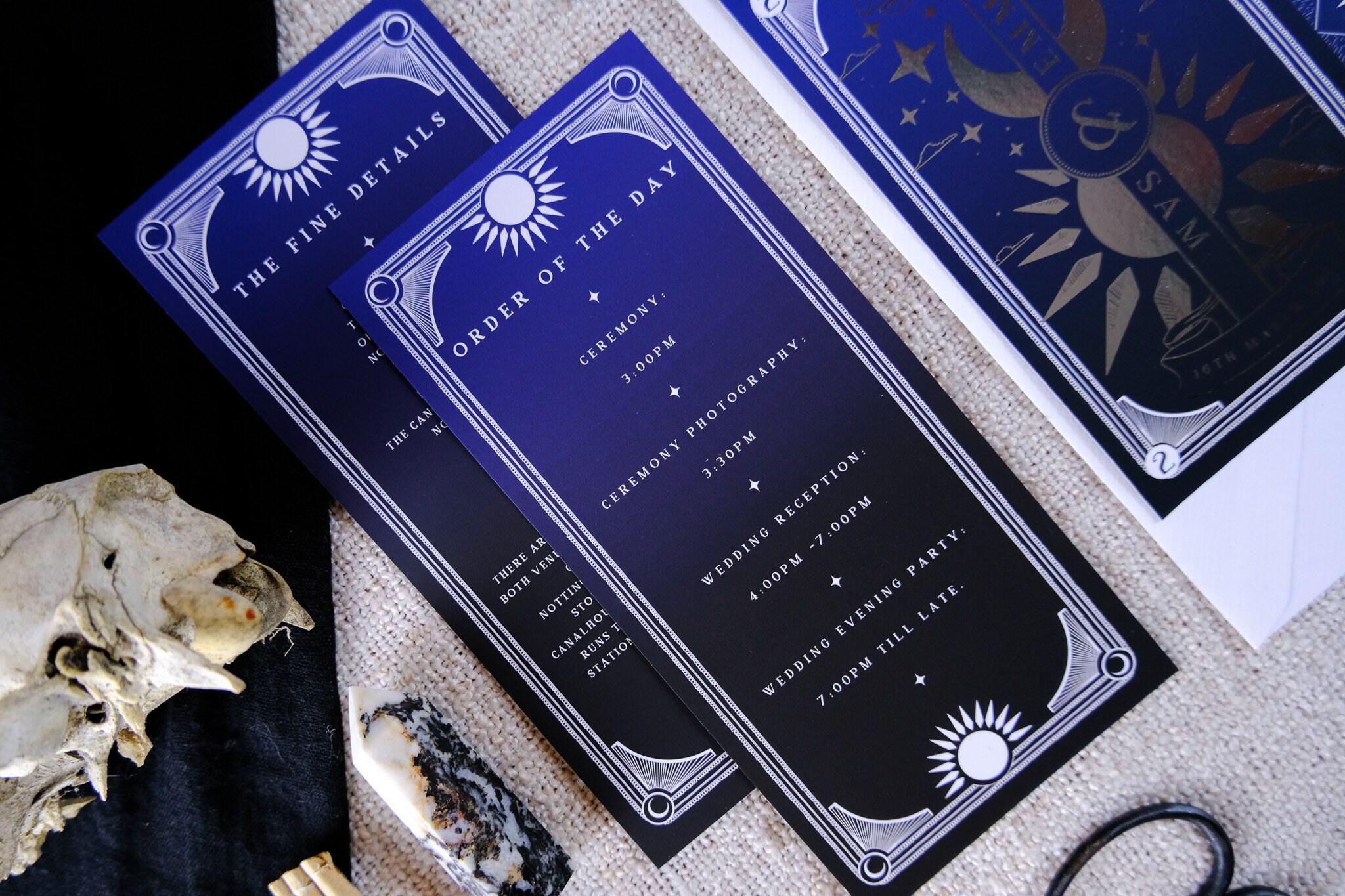 Unique Foiled Tarot Card Invitation Suite 'sun and Moon', Personalised ...