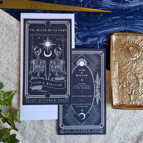 Printable Death Tarot Card Save the Date 'til Death Do Us - Etsy