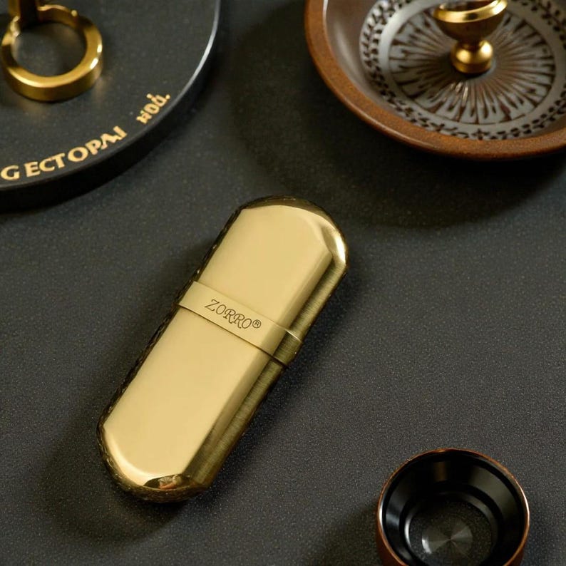 ZORRO Retro Brass Mini Kerosene Lighter – Ultra-thin Windproof ...