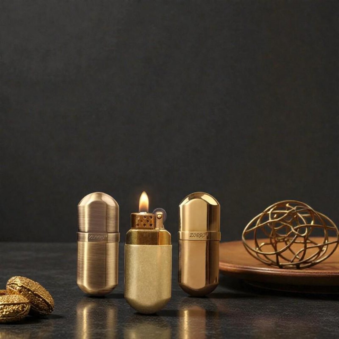 ZORRO Retro Brass Mini Kerosene Lighter – Ultra-thin Windproof ...