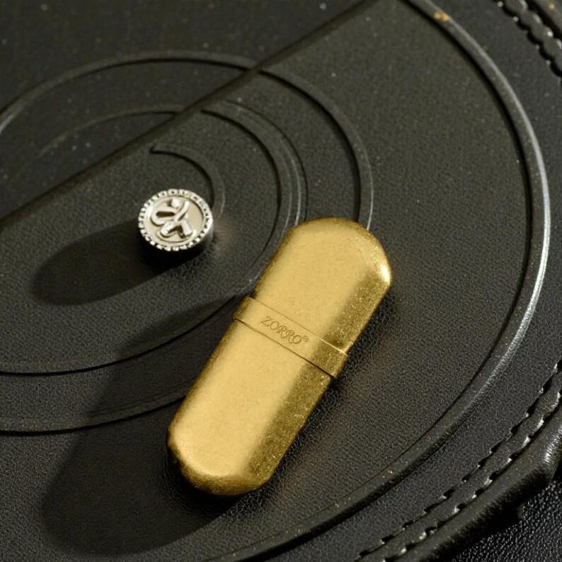 ZORRO Retro Brass Mini Kerosene Lighter – Ultra-thin Windproof ...