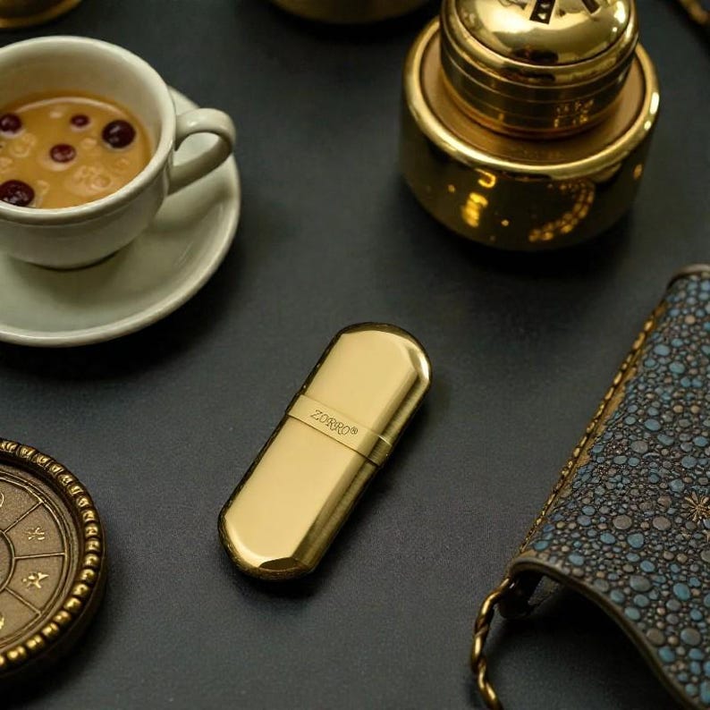 ZORRO Retro Brass Mini Kerosene Lighter – Ultra-thin Windproof ...