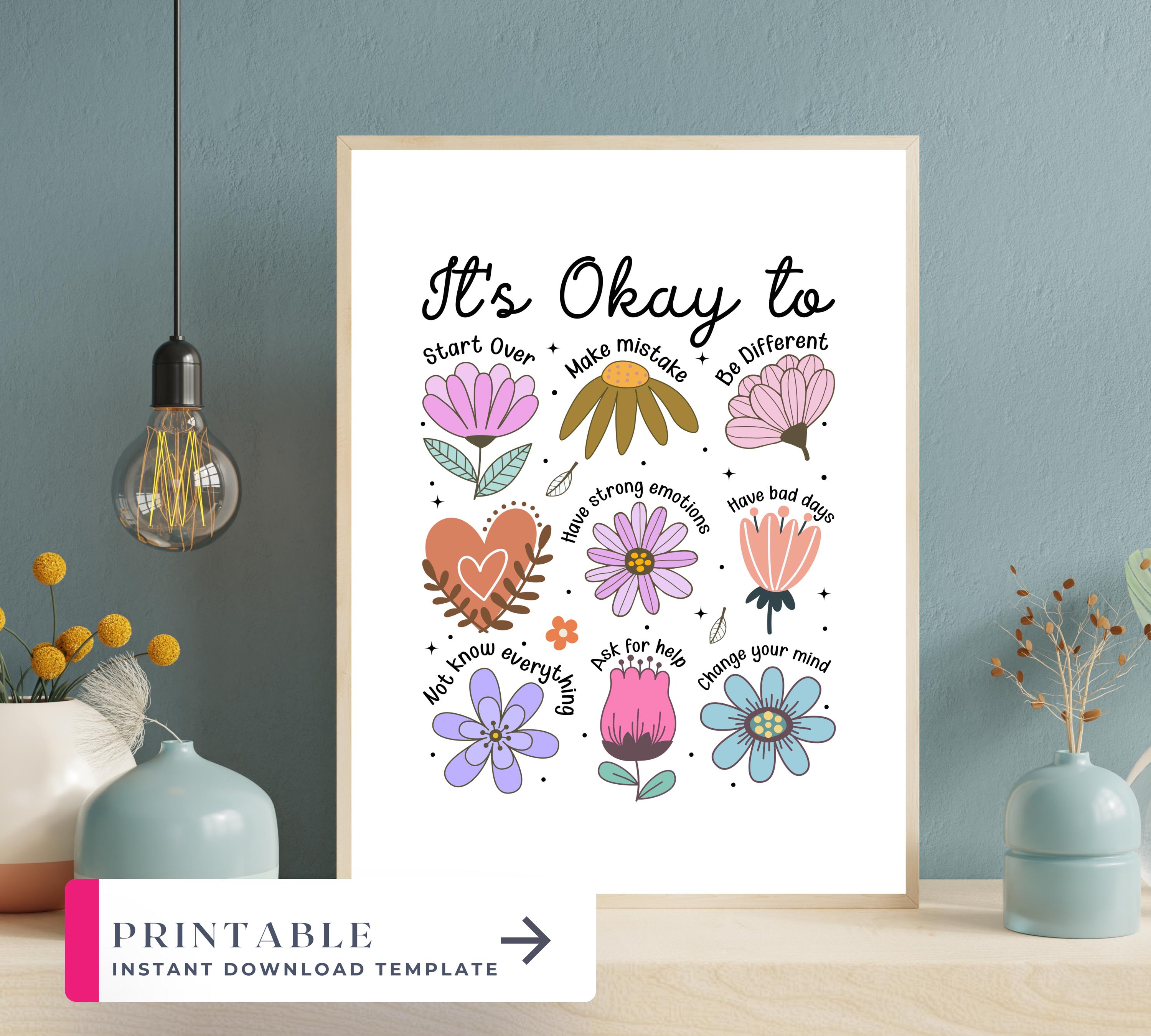 Floral Affirmations Printable Poster, Encouraging Wall Art (PDF) - Etsy