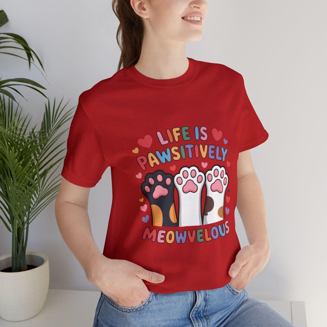 Cat Paw Print T-shirt | Pawsitively Meowvelous Graphic Tee - Etsy