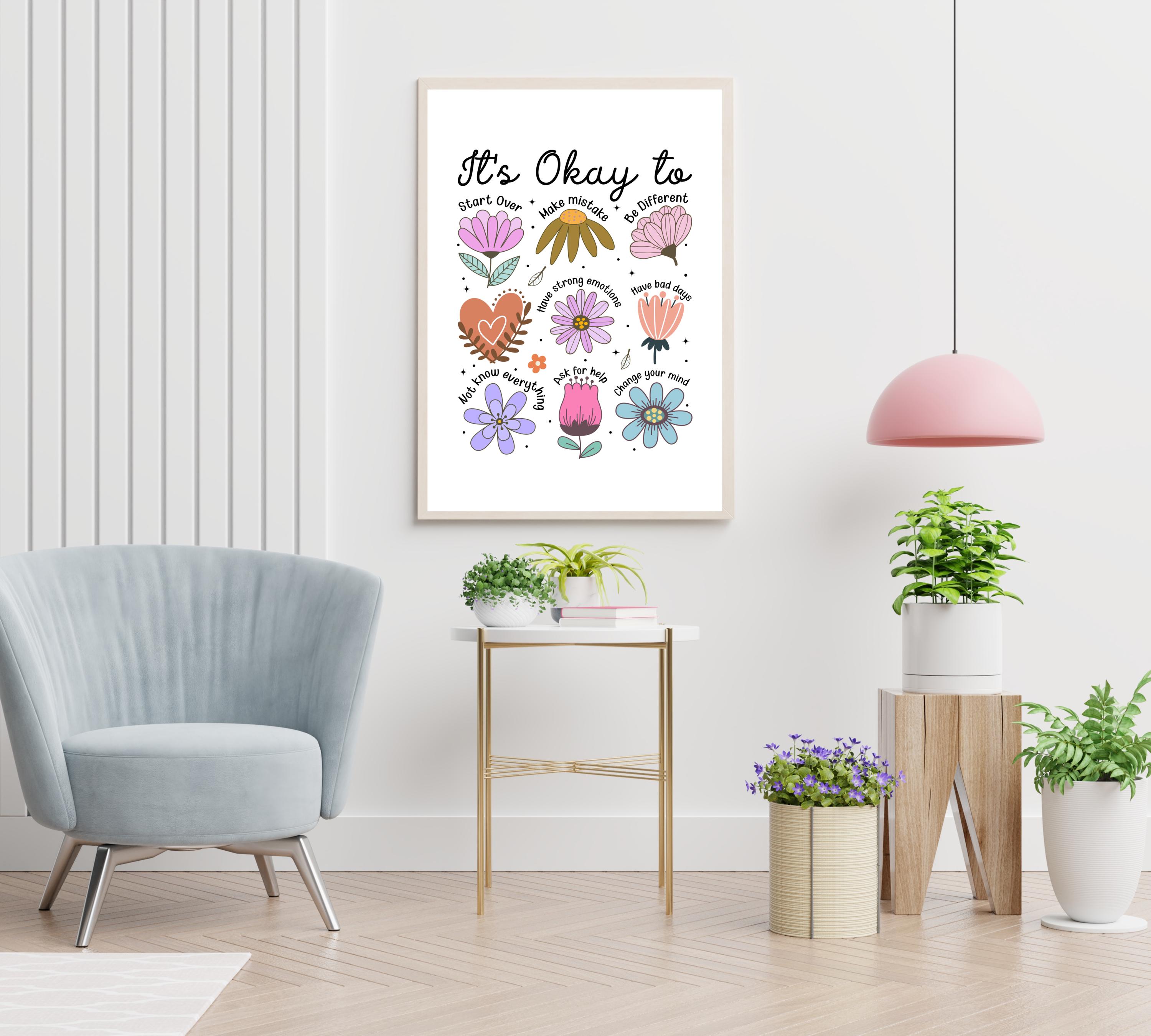 Floral Affirmations Printable Poster, Encouraging Wall Art (PDF) - Etsy